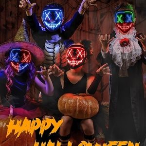 Other | Led Light Up Halloween Mask Scary Rave Glow Led Face Mask With ...